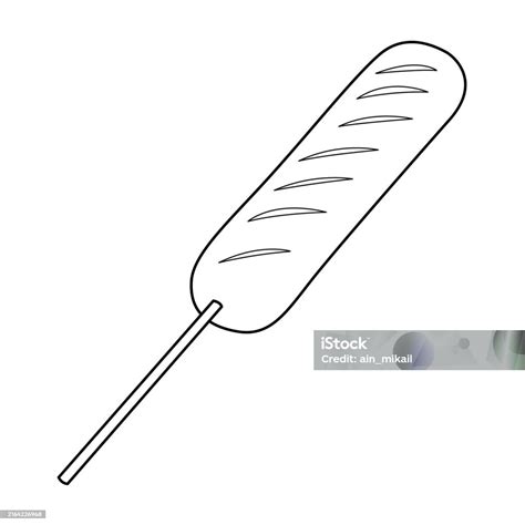 구운 소시지 스틱 서양 음식 벡터 만화 일러스트 Bw 건강에 좋지 않은 음식에 대한 스톡 벡터 아트 및 기타 이미지 건강에 좋지 않은 음식 고기 굽기 Istock