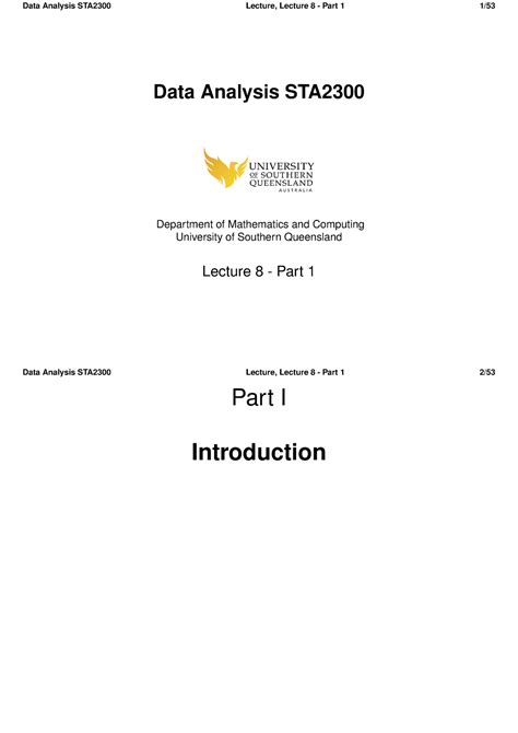 Lec8 2015 Part1 1 Lecture Notes 8 Data Analysis Sta Department Of Mathematics And Computing