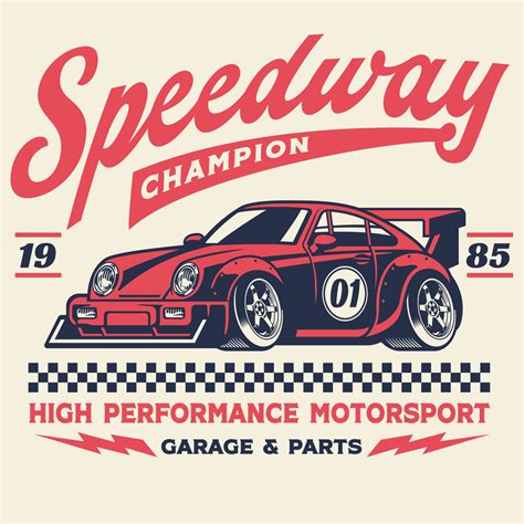 Vintage Retro Shirt Design Of Racing Car 23091876 Vector Art At Vecteezy
