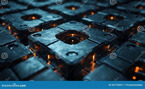 Illuminated Modular Shapes Creating A Striking 3d Pattern In A Dark