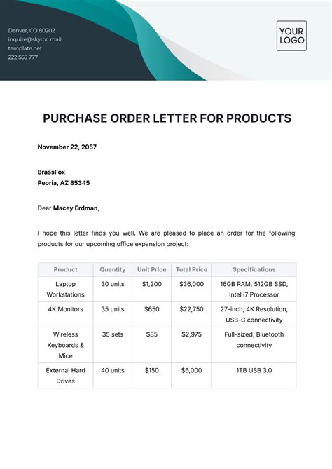 Purchase Order Letter Exceptions To Purchase Order Download Fillable