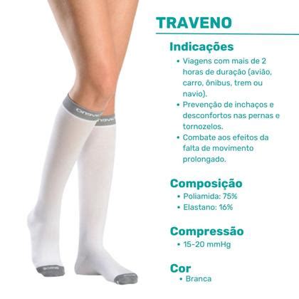 Meia 34 Para Viagem De Compressão Sigvaris Traveno 15 20 Mmgh Branca