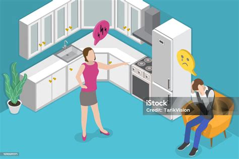 가정 폭력의 3d Isometric 플랫 벡터 개념 적 그림 3차원 형태에 대한 스톡 벡터 아트 및 기타 이미지 3차원 형태