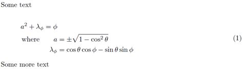 horizontal alignment left align math with fleqn inside split