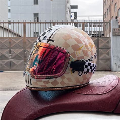 ORZ Retro Motorcycle Helmet Men's and Women's Full Helmets Four Seasons ...