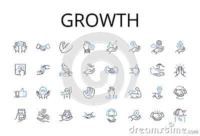 Growth Line Icons Collection. Expansion, Development, Progression ...