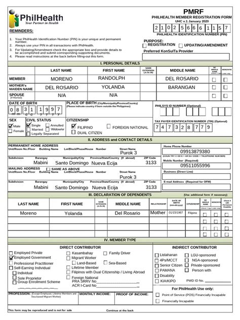 Pmrf Form Pdf Identity Document Birth Certificate