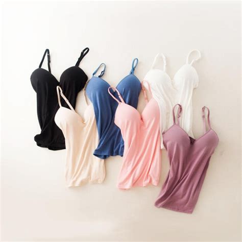 Women Camisole With Built In Shelf Bra Adjustable Spaghetti Strap Vest