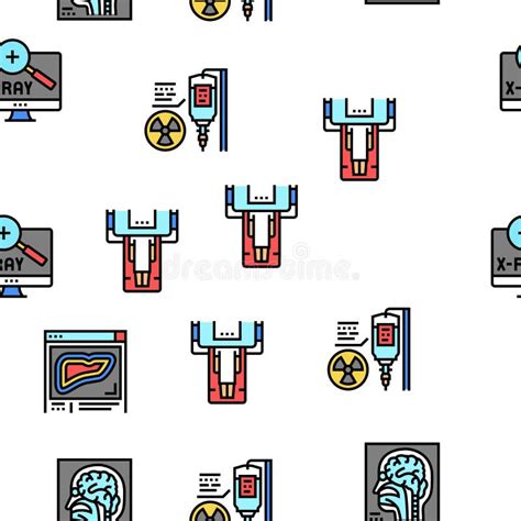 Radiology Equipment Collection Icons Set Vector Illustration Stock