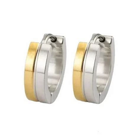 Round Hoops Two Tone Stainless Steel Hoop Earring Gold Plated At Rs 36