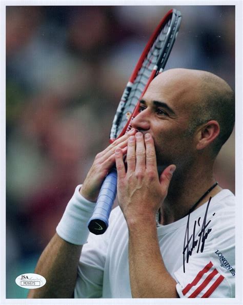 Andre Agassi Hand Signed 8x10 Color Photo Blowing Kiss To Fans Jsa