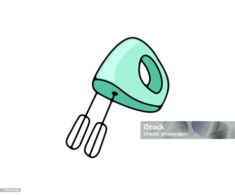 전기 믹서 혼합 크림 주방 믹서기 및 가전 제품 디자인 식품 가공업자 부엌 가제트 및 주방 가전 제품 벡터 디자인 및 일러스트
