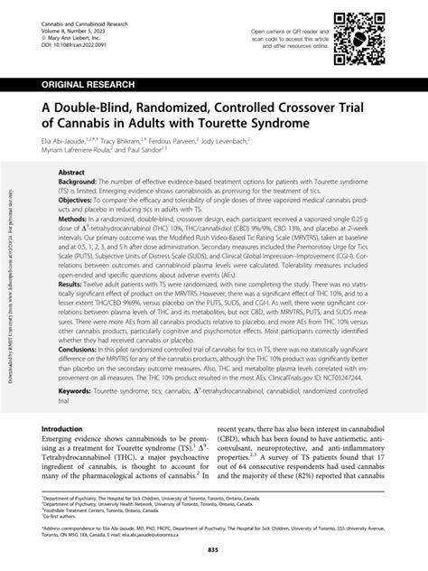 Abi Jaoude Et Al 2023 A Double Blind Randomized Controlled Crossover Trial Of Cannabis In Adults