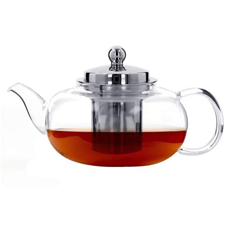 Clear Glass Teapot Heat Resistant Infuser Loose Tea Leaf Coffee Ml Vintage
