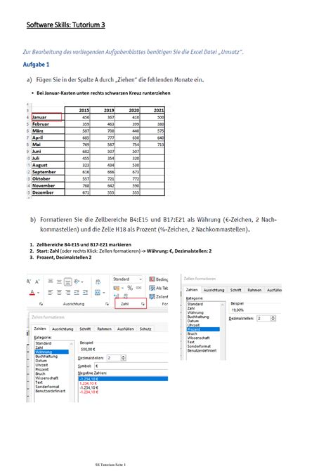 Software Skills Tutorium 3 Zellbereiche B4 E15 Und B17 E21 Markieren