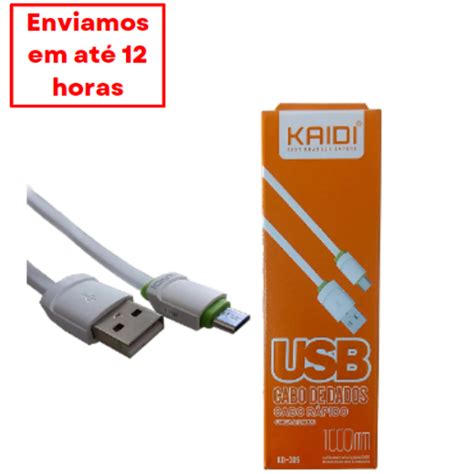 Cabo Carregador Turbo Rápido Reforçado Kaidi Tipo V8 1M Original KD