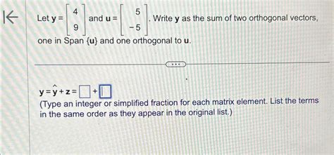 Solved Let Y And U Write Y As The Sum Of Two Chegg