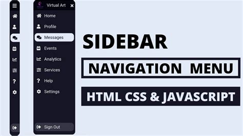 Modern Side Navigation Menu Bar Using Html Css Javascript Youtube