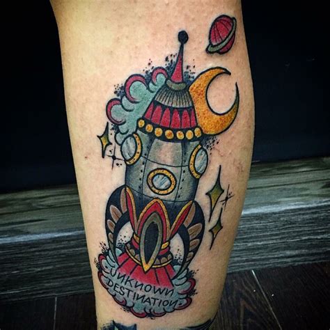 American Traditional Rocket Tattoo