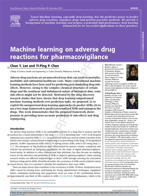 Machine Learning On Adverse Drug Reactions For Pharmacovigilance