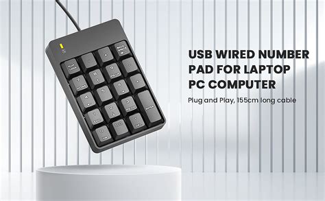 Amazon Wired Number Pad USB Numeric Keypad 19 Key Number Keypad