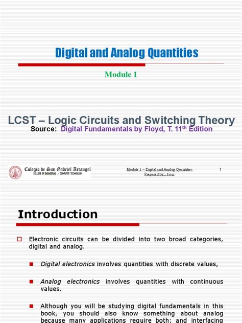Module 1 Digital And Analog Quantities Prof Pdf Analogue