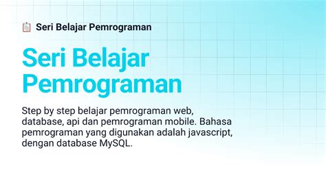 Seri Belajar Pemrograman Seri Belajar Pemrograman