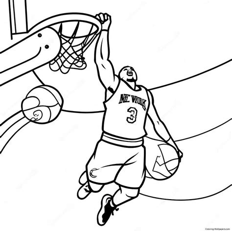 New York Knicks Player Dunking Coloring Page 53294 42155