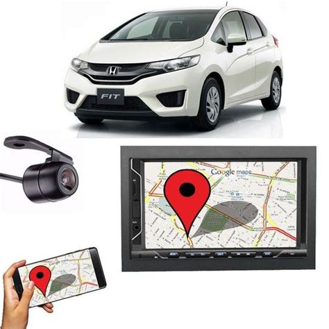 Kit Central Multimídia Fit Moldura 2 Din New Honda Fit Câmera Ré E Tech Central