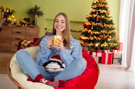 Photo Of Cute Pretty Young Blonde Girlfriend In Ugly Blue Sweater