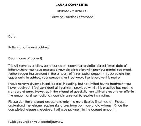 Release Of Liability Refund Dental Success Network