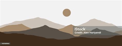 창조적 인 추상적 인 산 풍경 배경 평면 디자인 트렌디 한 현대적인 디자인 미래 지향적 인 벽 예술 장식 벡터 일러스트 레이 션 개념에 대한 스톡 벡터 아트 및 기타 이미지