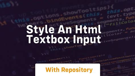 Style An Html Textbox Input Youtube