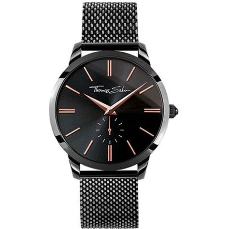 Thomas Sabo Mens Black Mesh Bracelet Rebel Spirit Watch Watches From