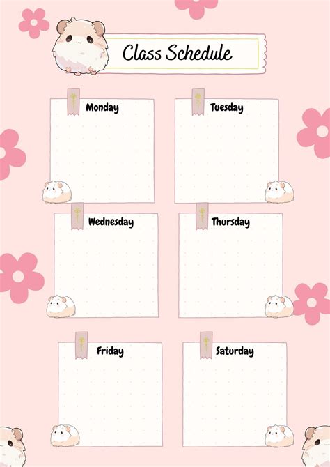 Editable School Schedule For Girls School Supplies Theme Printable School Timetable