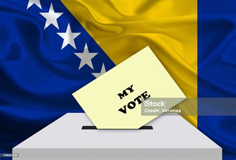배경보스니아 나드 헤르체고비나에 국기와 투표 용지 상자 Legislative Election에 대한 스톡 벡터 아트 및 기타