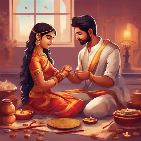 Premium Ai Image Raksha Bandhan Sister Tying Rakhi To Brother