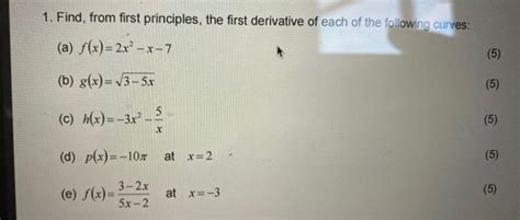 Solved Find From First Principles The First Derivative Chegg