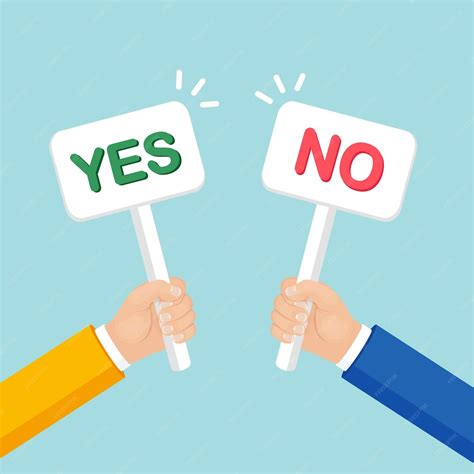 Premium Vector Human Hand Hold Banner Placard With Word Yes No