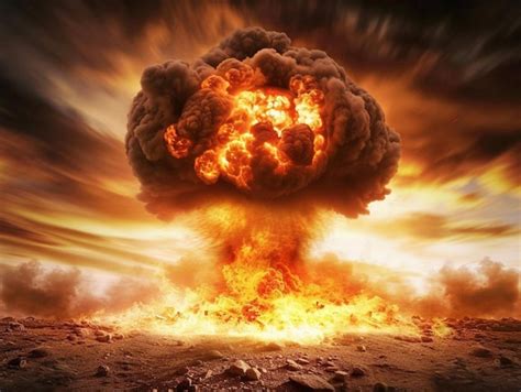 Premium Photo A Huge Explosion Of Smoke And Fire In The Sky