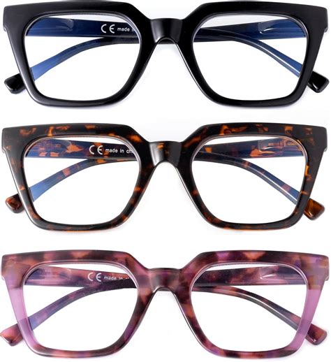 3 Pack Reading Glasses For Women Men Reader Blue Light Blocking With
