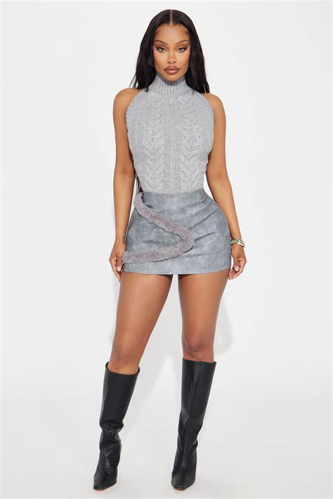 Moving Bold Faux Leather Micro Mini Skirt Grey Fashion Nova