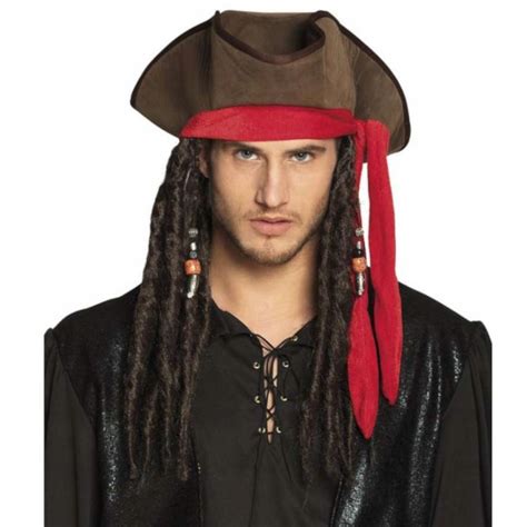 KAPELUSZ PIRATA z włosami kapitan JACK SPARROW strój kostium piracki