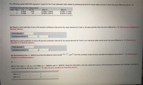 Solved The Following Partial MINITAB Regression Output For Chegg