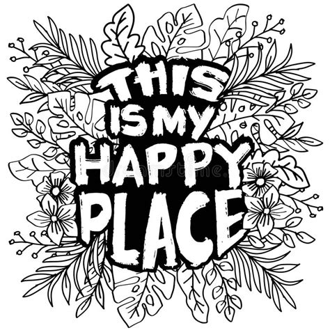 This Is My Happy Place Inspirational Quote Hand Drawn Vector