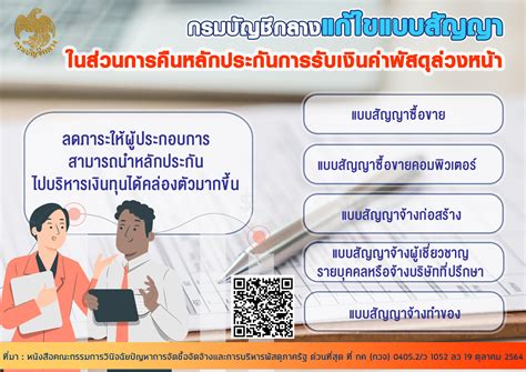 กรมบัญชีกลางแก้ไขแบบสัญญาในส่วนการคืนหลักประกันการรับเงินค่าพัสดุล่วงหน้า