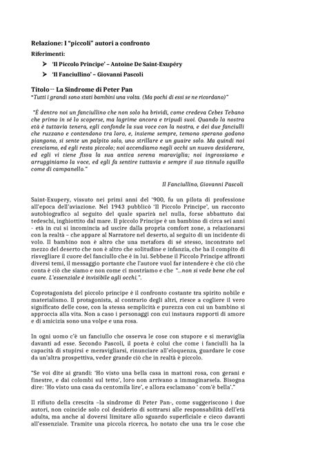 Commento Il Piccolo Principe Docsity