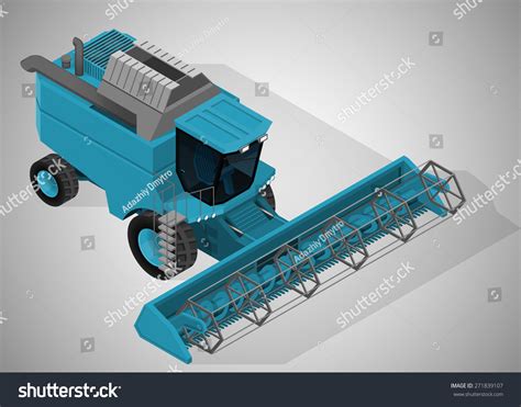 Vector Isometric Illustration Combine Harvester Equipment Stock Vector