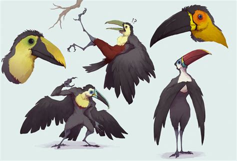 257177 Safe Artist Iracat Bird Toucan Feral 2023 2d Ambiguous