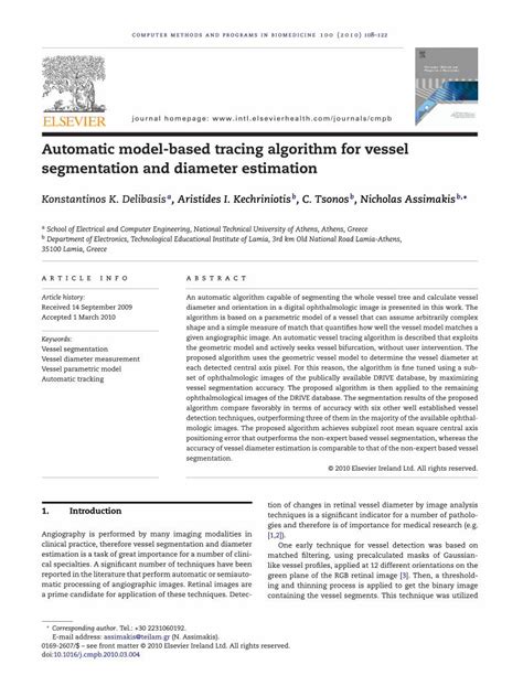 pdf automatic model based tracing algorithm for vessel segmentation